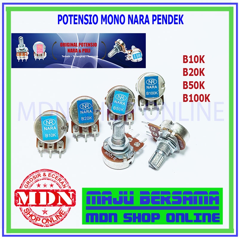 Jual Potensio mono 10K 20K 50K 100K NARA Pendek | Shopee Indonesia