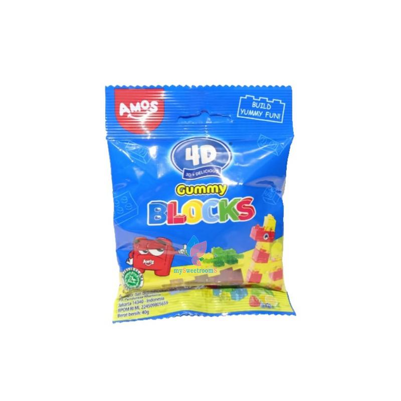 Jual Amos Gummy Candy Blocks 40GR / Permen Lunak / Permen Jelly 4D ...
