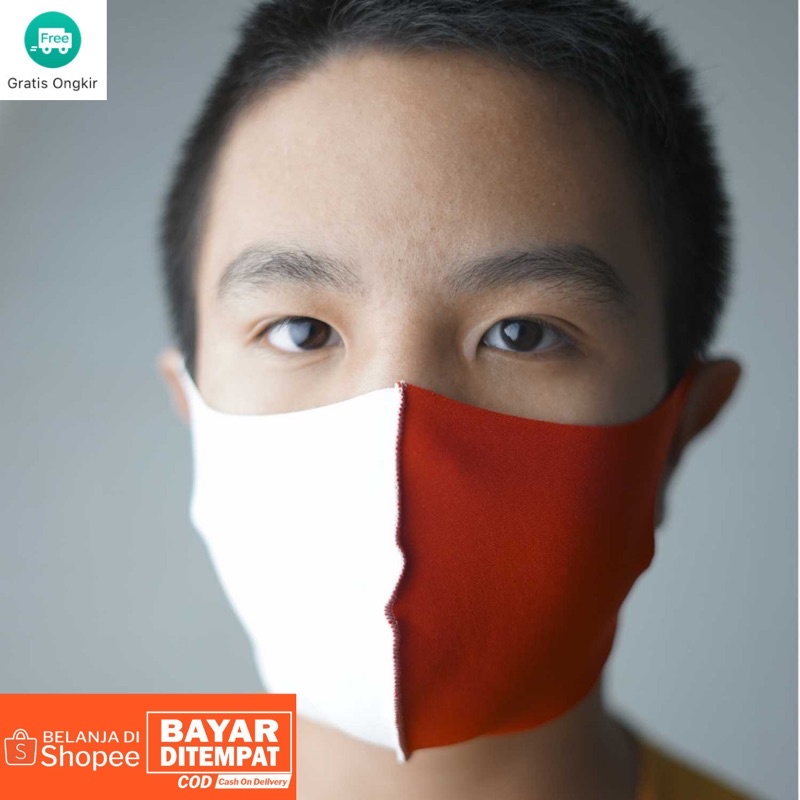 Jual Masker Merah Putih Indonesia-Masker Kain Bahan Scuba Tebal Anti ...