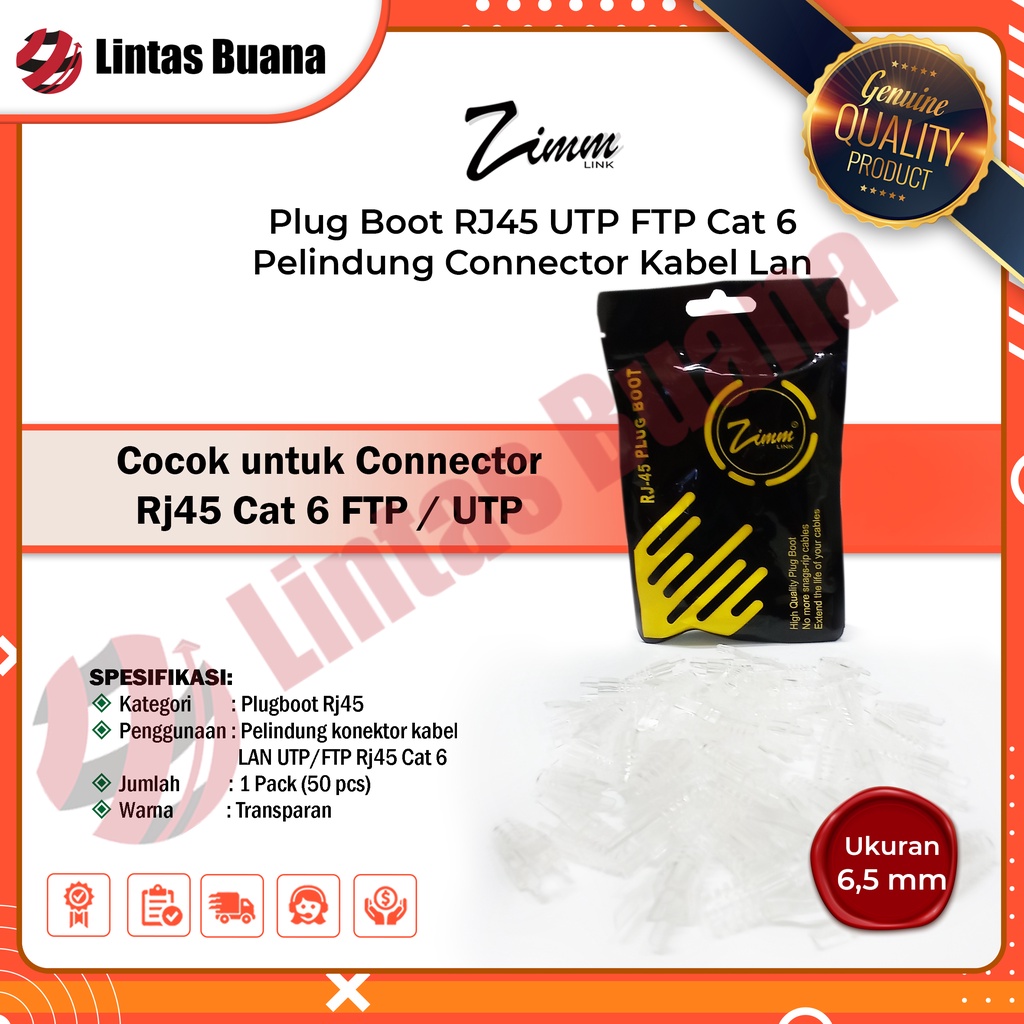 Jual Plug Boot transparan RJ45 UTP FTP CAT6 6.5mm Pelindung Connector ...