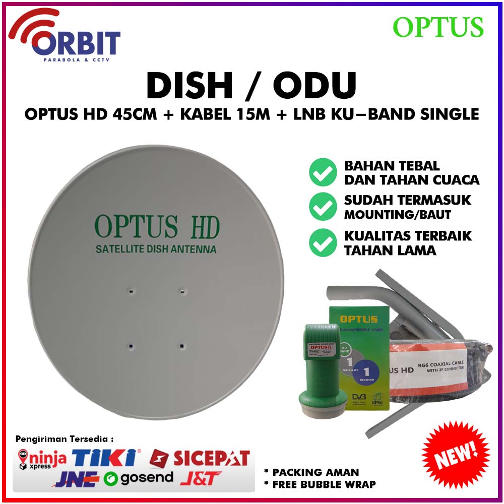 Jual ODU OPTUS 45CM SILVER + KABEL 15M + LNB KU-BAND SINGLE | Shopee ...