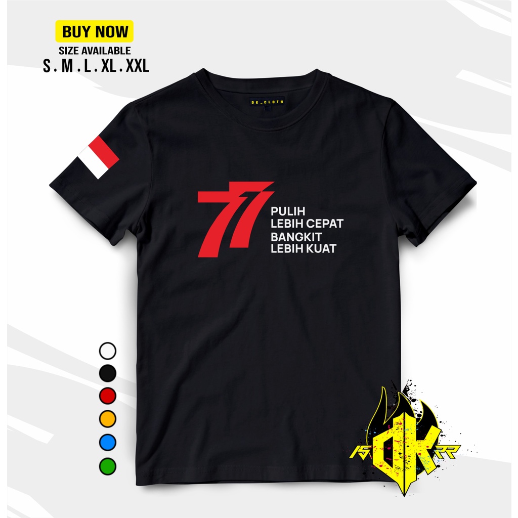 Jual Baju Kaos kemerdekaan HUT RI INDONESIA KE 77 || t-shirt Seragam 17 agustus cotton combed ...