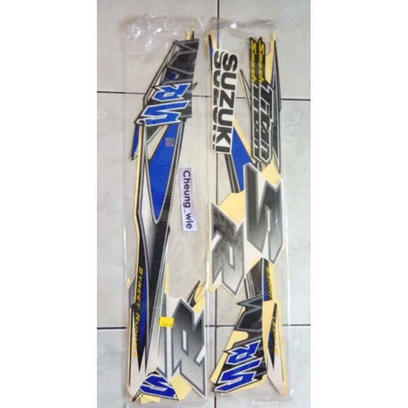 Jual lis body/ striping / stiker suzuki smash titan 115 SR CW biru ...