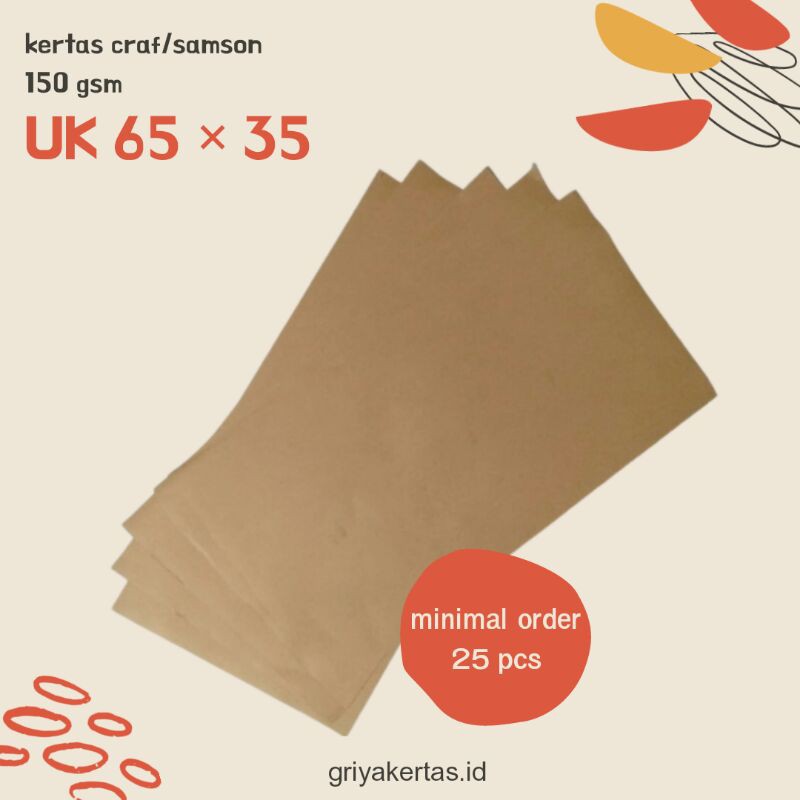 Jual Kertas samson | kertas craft | warna coklat 150 gsm tebal, kertas ...