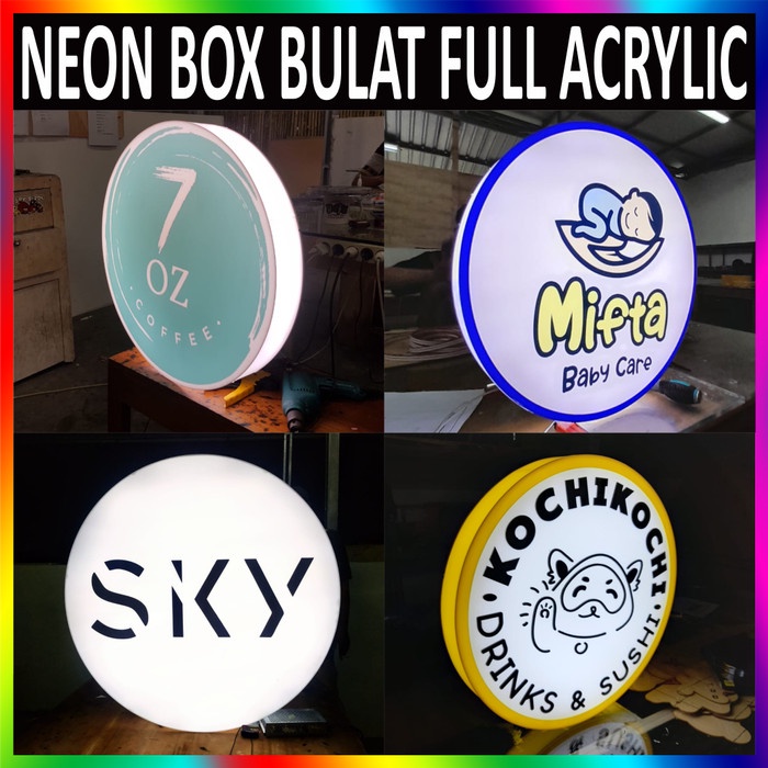 Jual NEON BOX BULAT FULL ACRYLIC Nyala LED Custom Ukuran Bebas | Shopee ...