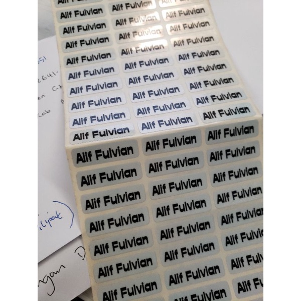 Jual Stiker Label Nama Name Sticker Silver Glitter Waterproof Anti Air ...