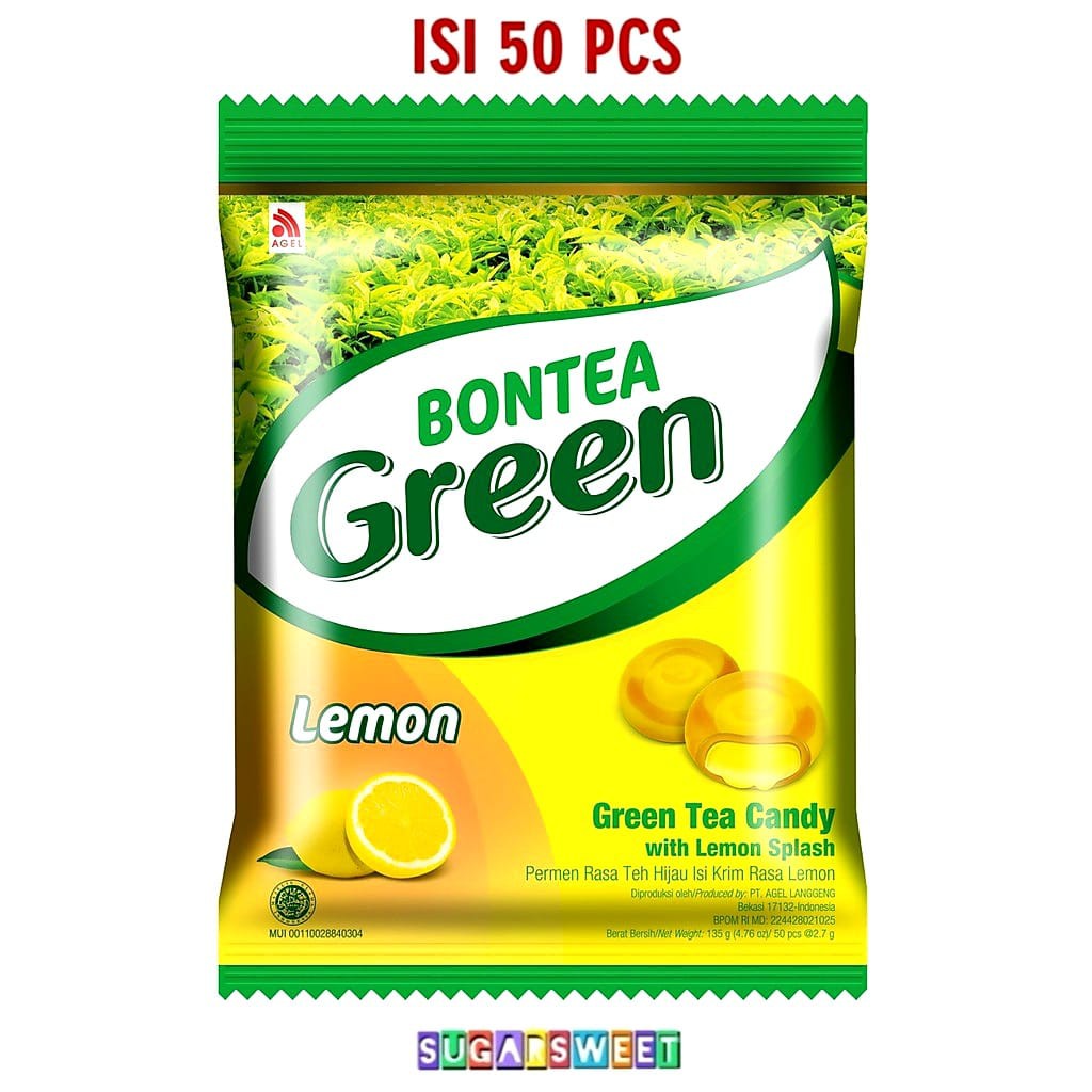 Jual Bontea Green Candy Rasa Lemon Permen Teh 135 gr - 50 pcs | Shopee ...