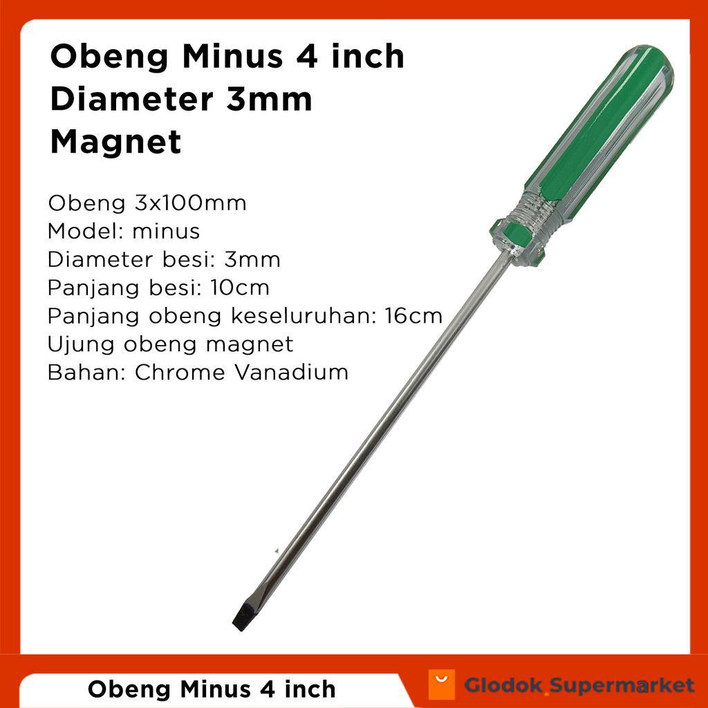 Jual Obeng Minus 4 inch Diameter 3mm Panjang Besi 10cm Magnet | Shopee ...