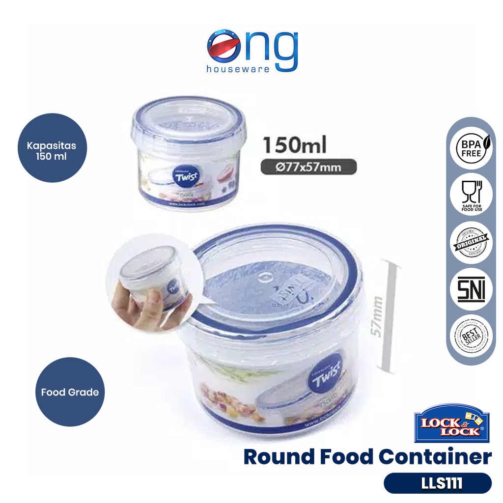 Jual Ong Houseware - Toples Makanan Bulat Round Food Container 150 Ml ...