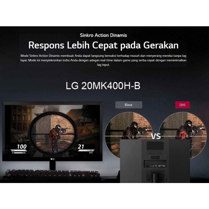 Jual LG 20MK400A B Monitor TN HD Kelas 20 Inch dengan AMD FreeSync ...