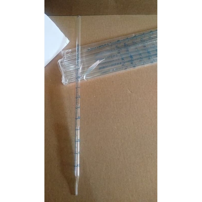 Jual Pipet ukur 5 ML skala biru PYREX untuk praktikum measuring pipette ...