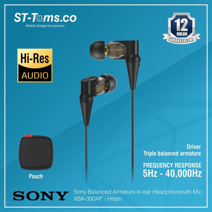 Jual Sony Balanced Armature In-ear Headphone with Mic XBA-300AP - Hitam ...