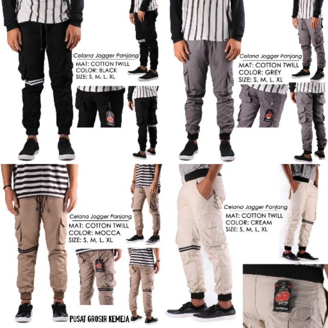 Jual Celana Jogger cargo Strip | Shopee Indonesia