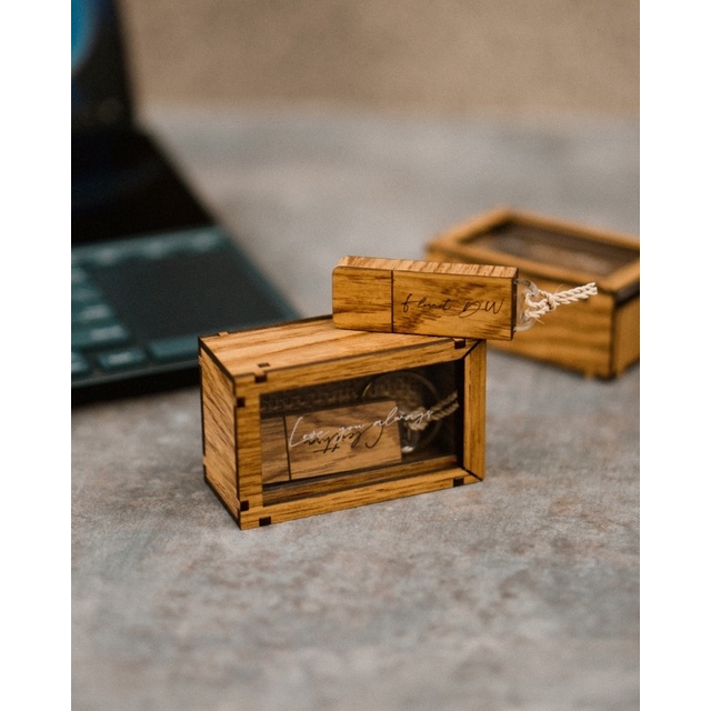 Jual Flashdisk Kayu 16GB + Kotak kayu Sliding Box Custom Design / Logo ...