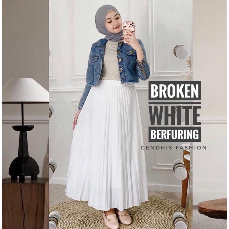 Jual ROK PLISKET BROKEN WHITE BERFURING ALLSIZE JUMBO | Shopee Indonesia