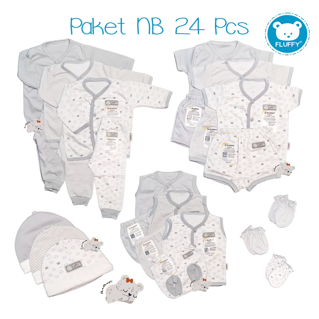 Jual Fluffy Paket Baju New Born Bis 24 Pcs Abu (gray) | Shopee Indonesia