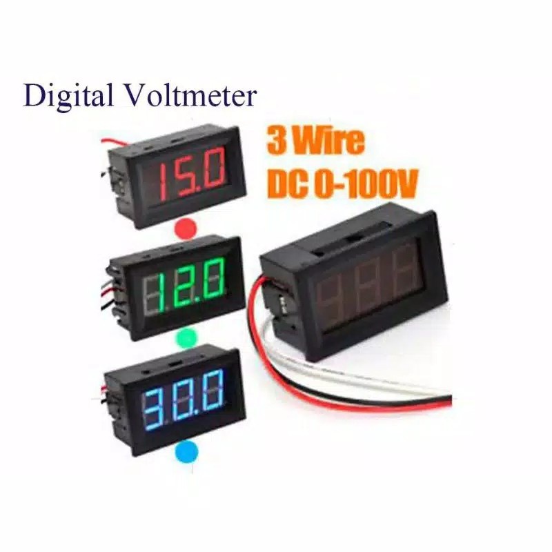 Jual Voltmeter DC 0-100V 0,56 inch Red / Green Led (3kabel+frame) | Shopee Indonesia