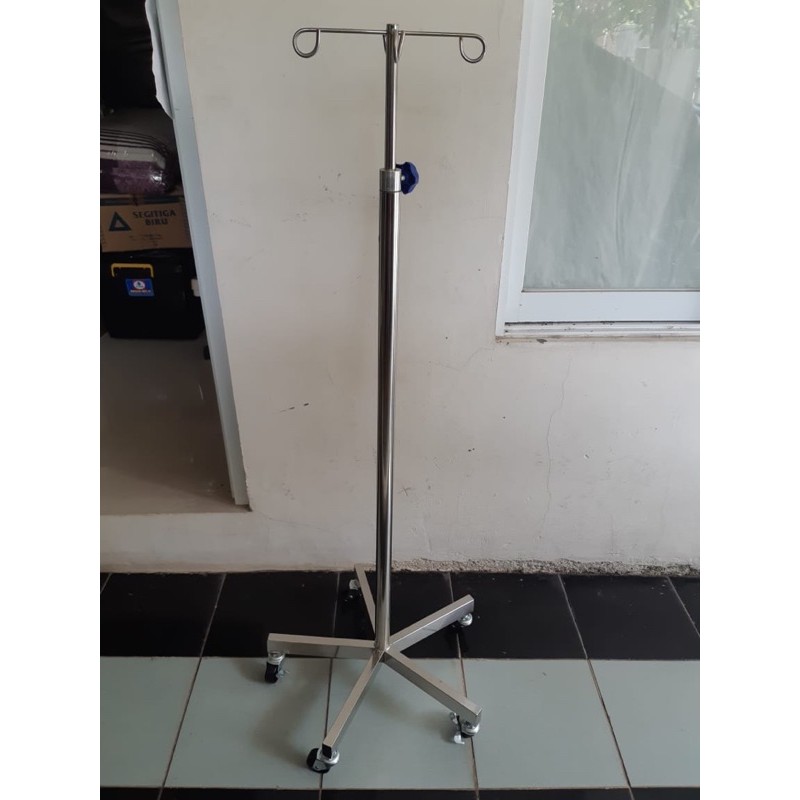 Jual Tiang Infus Stainless Steel Kaki Roda 5 & Hook / Kaitan 4 Rawat ...