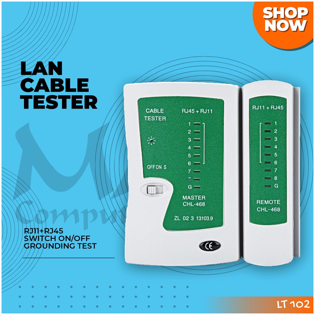 Jual Lan Cable Tester RJ45 + RJ11 On Off Switch Grounding Test Tester ...