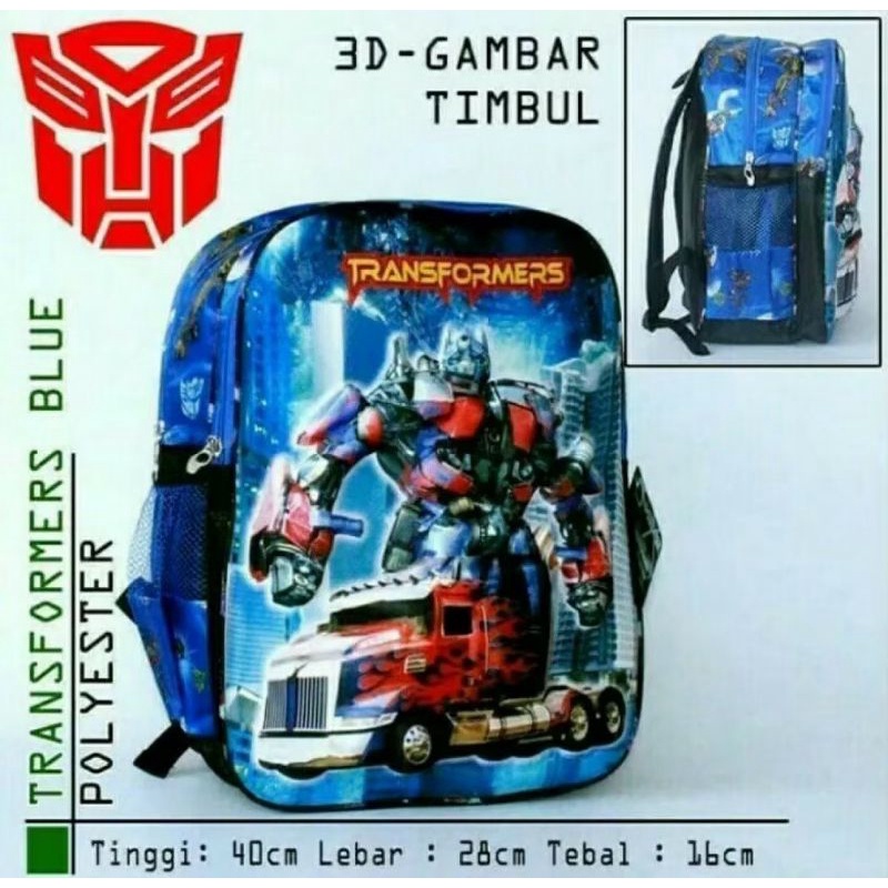 Jual Tas Ransel Anak SD 3D Transformer Optimus Prime Aby | Shopee Indonesia