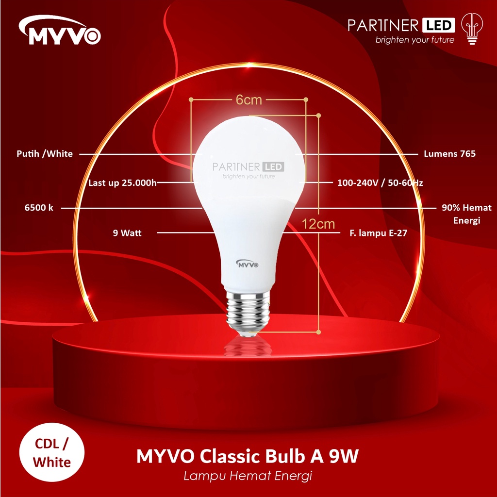 Jual MYVO LAMPU LED BOHLAM/BOLAM CLASSIC BULB A 9 WATT LED HEMAT ENERGI 9W 7W 5W 3W MURAH IRIT ...