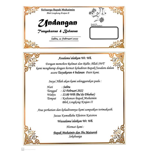 Jual Undangan 4 bulanan Undangan 7 bulanan walimatul hamli undangan ...