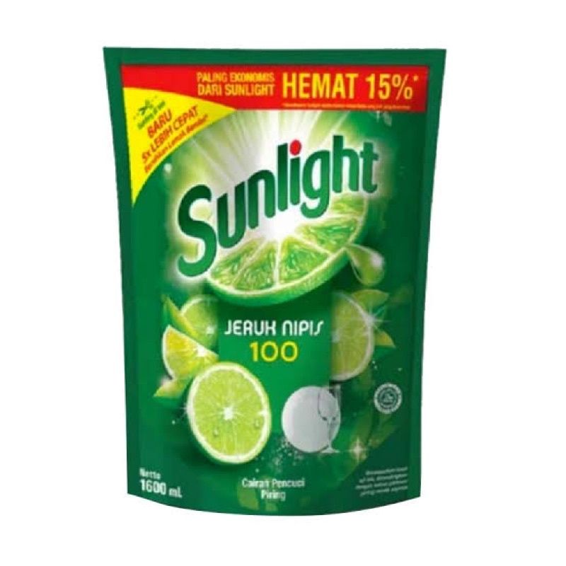 Jual Sunlight Jeruk Nipis Refill Jumbo 1500 ml Bukan 1600 ml / 200 ml / Sabun Cuci Piring ...