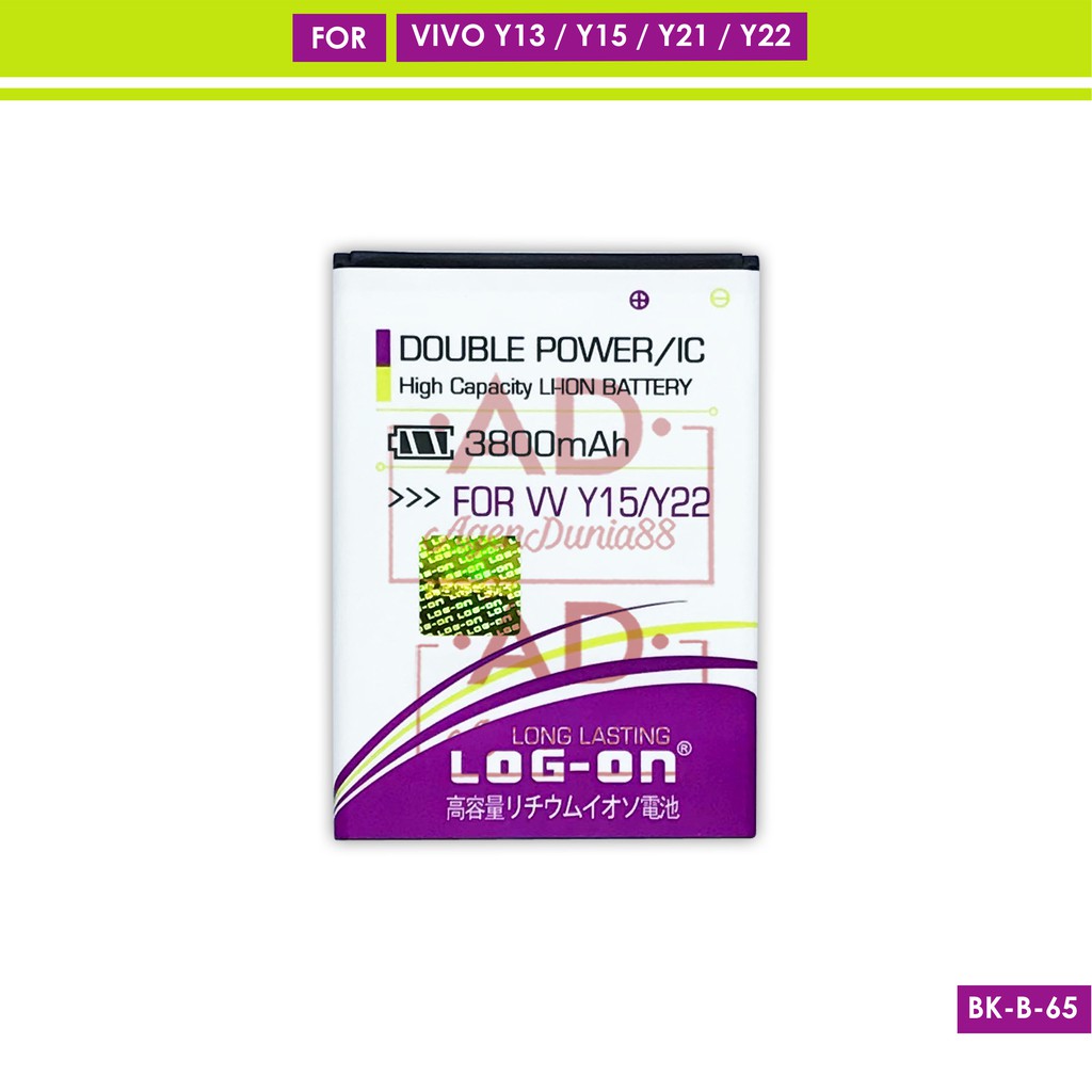 Jual BATERAI VIVO Y15 Y22 Y13 Y21 BK-B-65 - LOG ON ORIGINAL DOUBLE POWER BATTERY | Shopee Indonesia