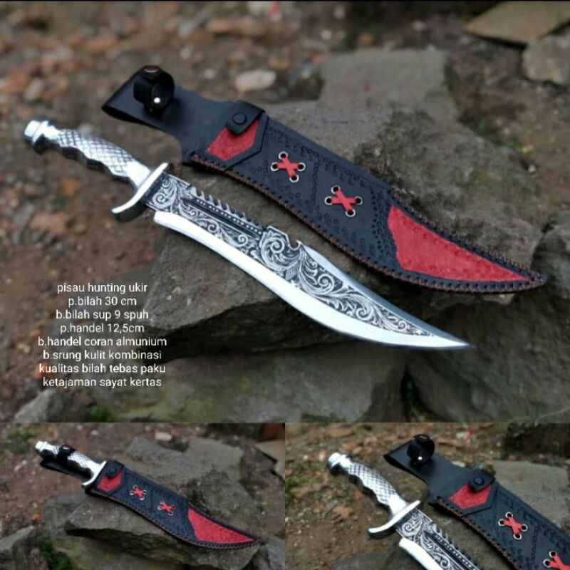 Jual PISAU HUNTING SURVIVAL BOWI PREMIUM UKIR BATIK PERMANEN _ PISAU ...