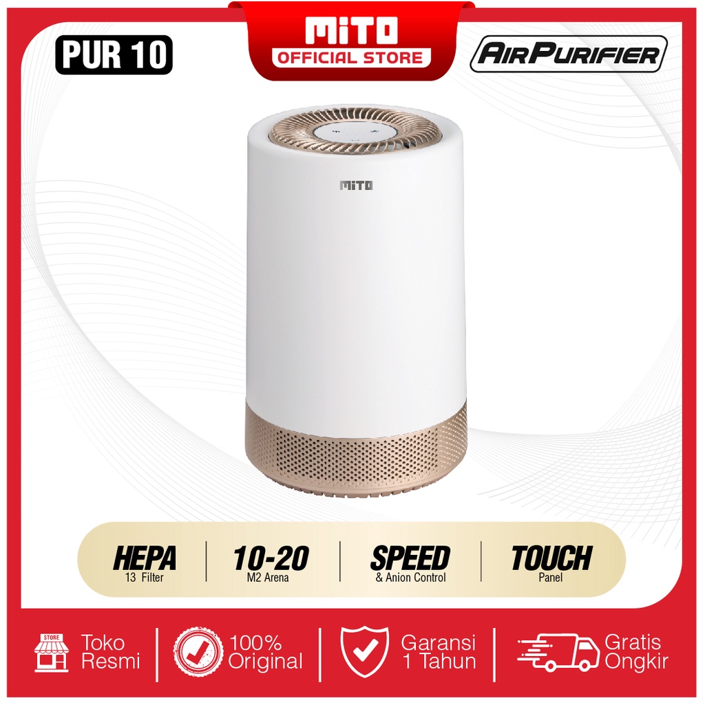 Jual Mito Air Purifier PUR10 Alat Pembersih Udara with HEPA13 Filter, Sinar UV-C, Alergy ...