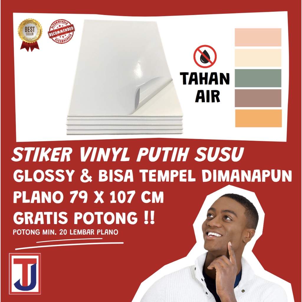 Jual Stiker Vinyl Putih Susu Glossy Ukuran Plano 79X107cm ( Sticker ...