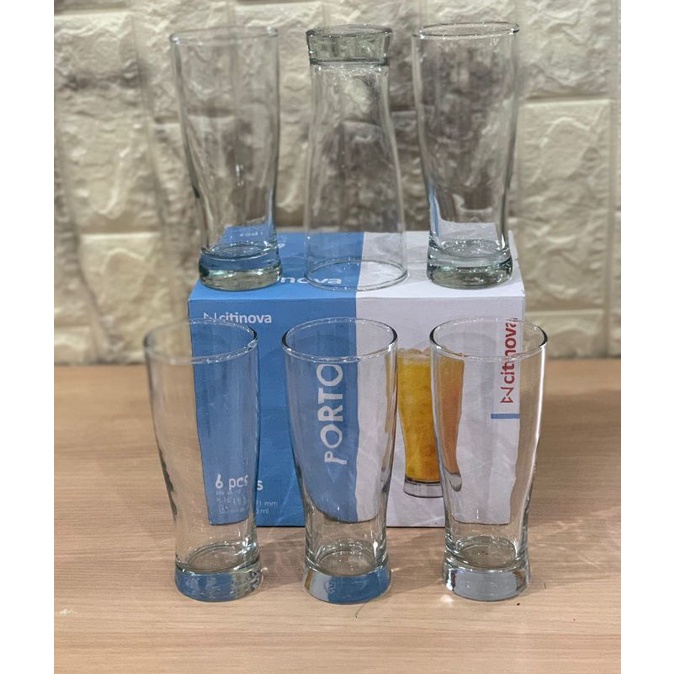 Jual CITINOVA - GELAS KACA PORTO 6PCS | Shopee Indonesia