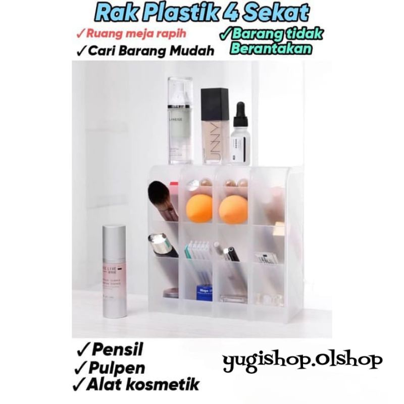 Jual Rak Mini 4 Sekat/Rak laci Plastik 4 Slot Pulpen Spidol/Desktop ...