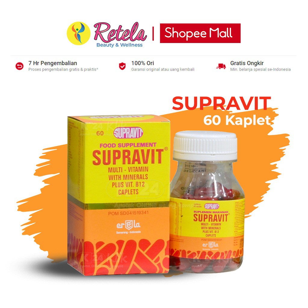 Jual Supravit Multivitamin 60 Kaplet / Suplemen Makanan | Shopee Indonesia