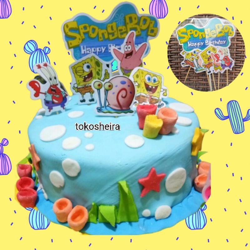 Jual Cake Topper Happy Birthday Spongebob Dekorasi Hiasan Kue Ulang ...