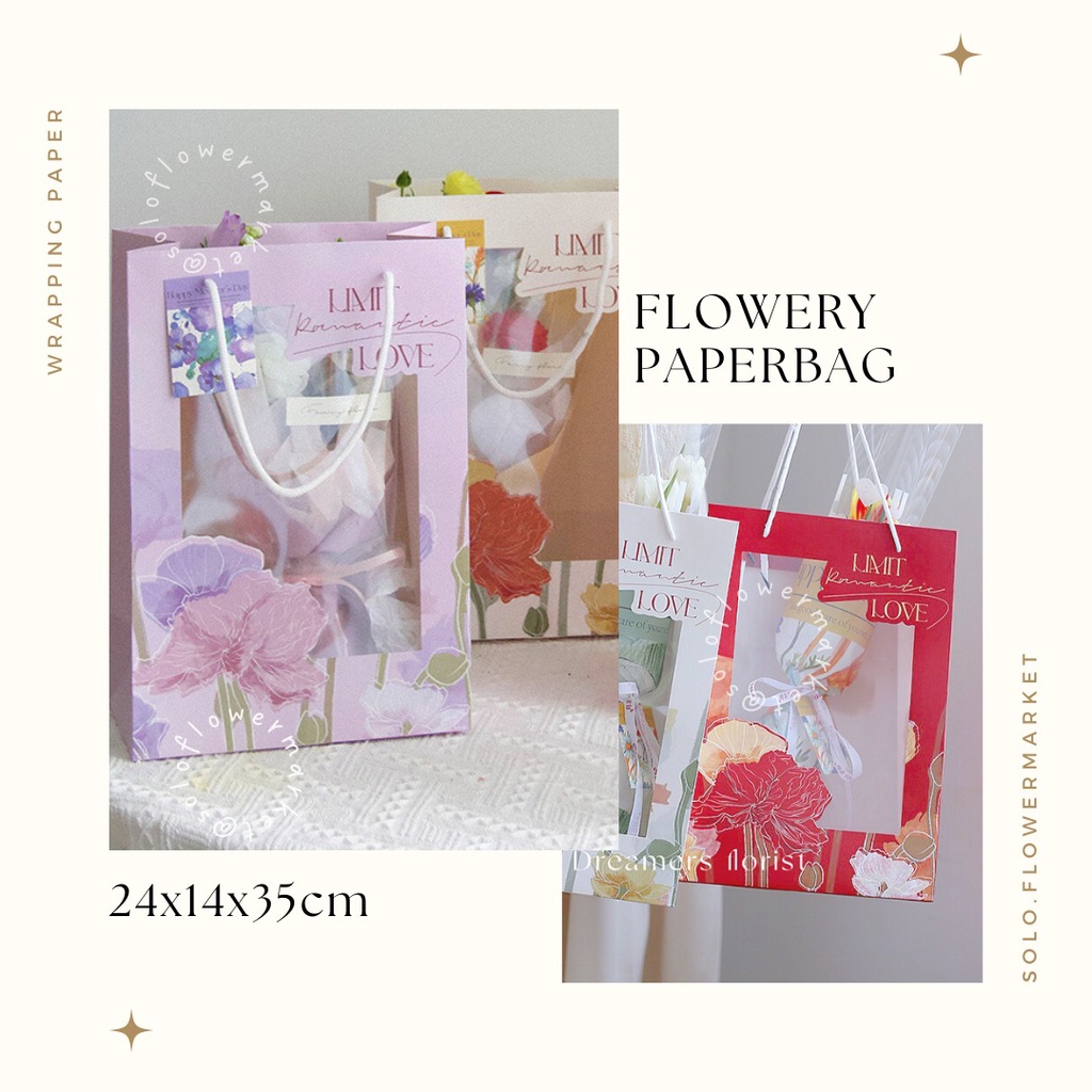 Jual FLOWERY PAPER BAG TRANSPARAN BAG FLOWER BAG BENING TAS BUNGA ...