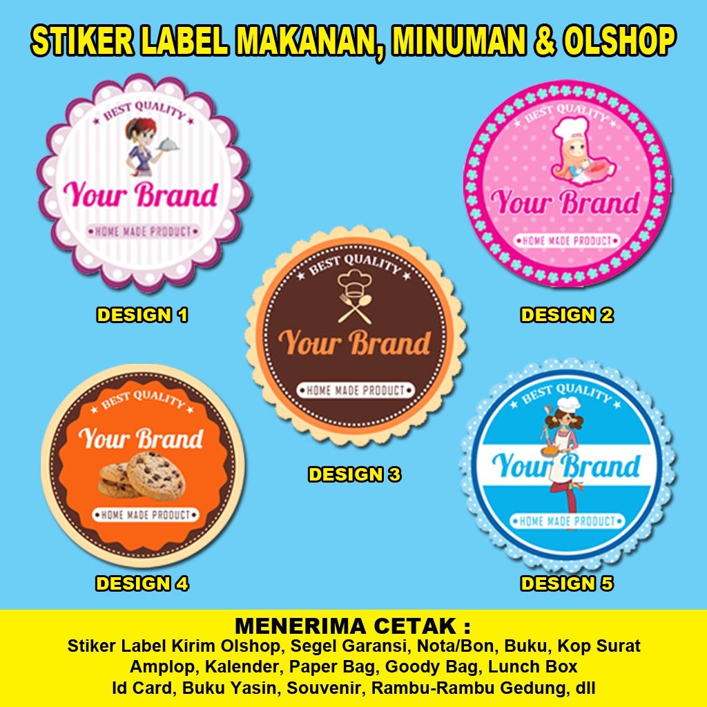 Jual Cetak Sticker label Makanan, Minuman dan Olshop bulat | Shopee ...