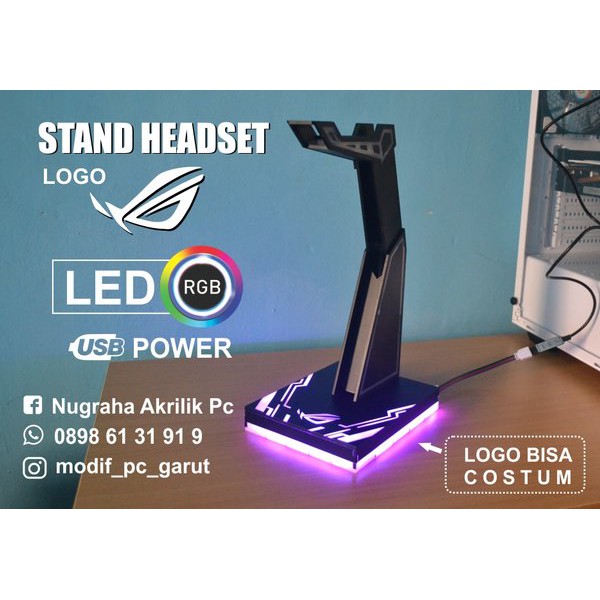 Jual Unik MODDING stand headset rog LED RGB power USB logo ROG MSI ...