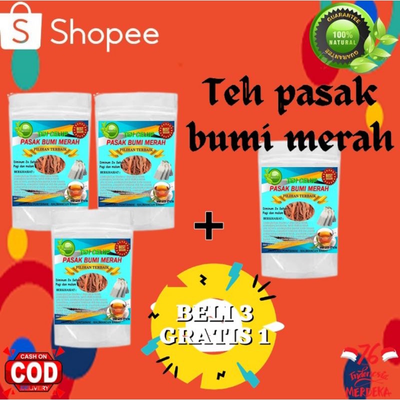Jual Teh Pasak bumi merah asli Kalimantan isi 25per standing pouch ...
