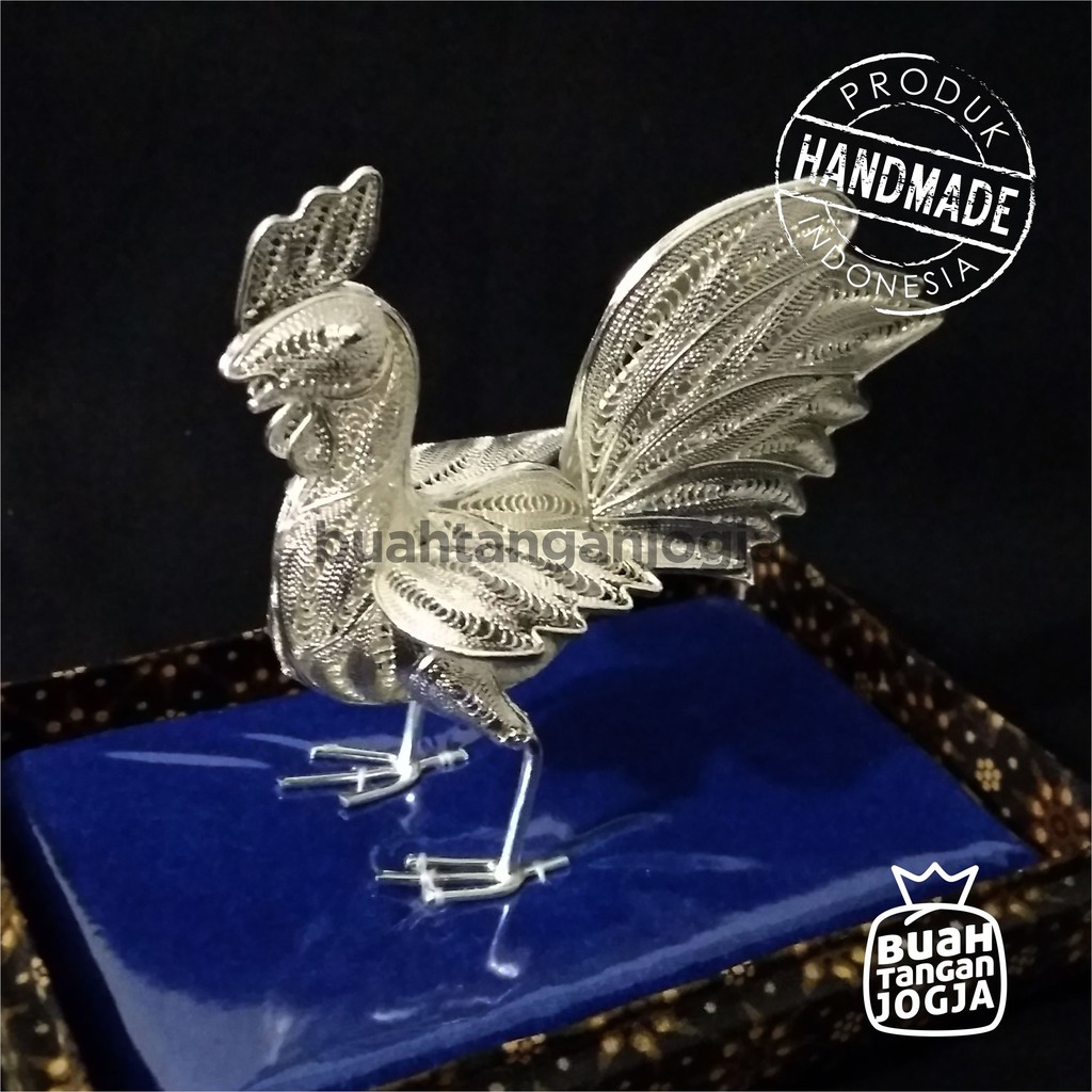 Jual Miniatur Ayam Jago Lapis Perak - Kerajinan Khas Kotagede Jogja | Shopee Indonesia