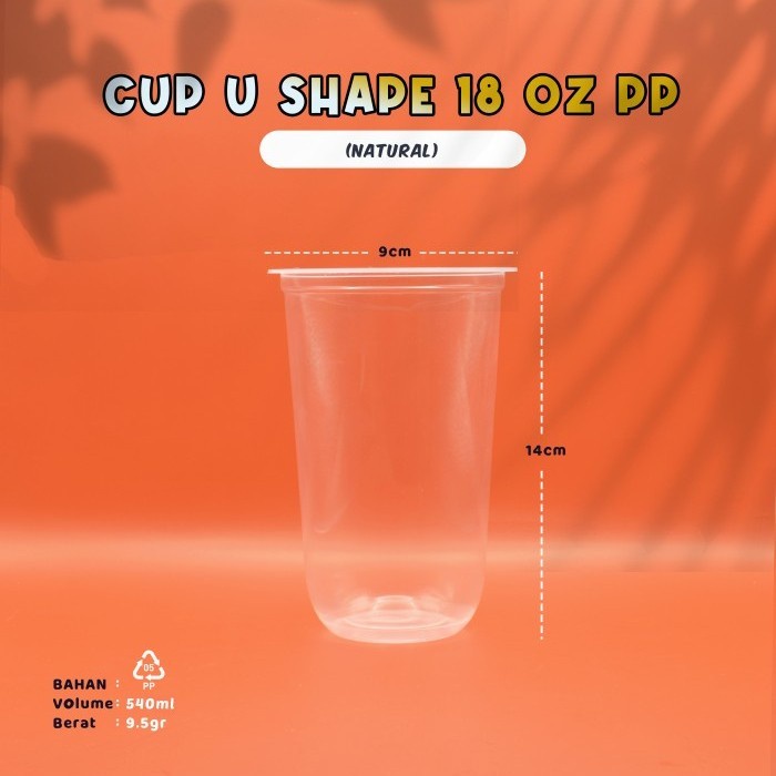 Jual Gelas Cup Plastik 18 OZ Oval - Cup Bening Polos- U Shape - Bahan ...