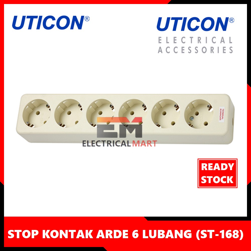 Jual (GROSIR) Stop Kontak Arde Uticon OB 6 Lubang (ST-168) Socket 2P ...
