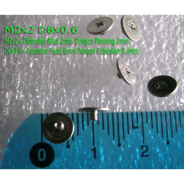 Jual Baut/Sekrup Laptop Notebook Netbook M2x2 D6x0.6 Big Thin-Head ...