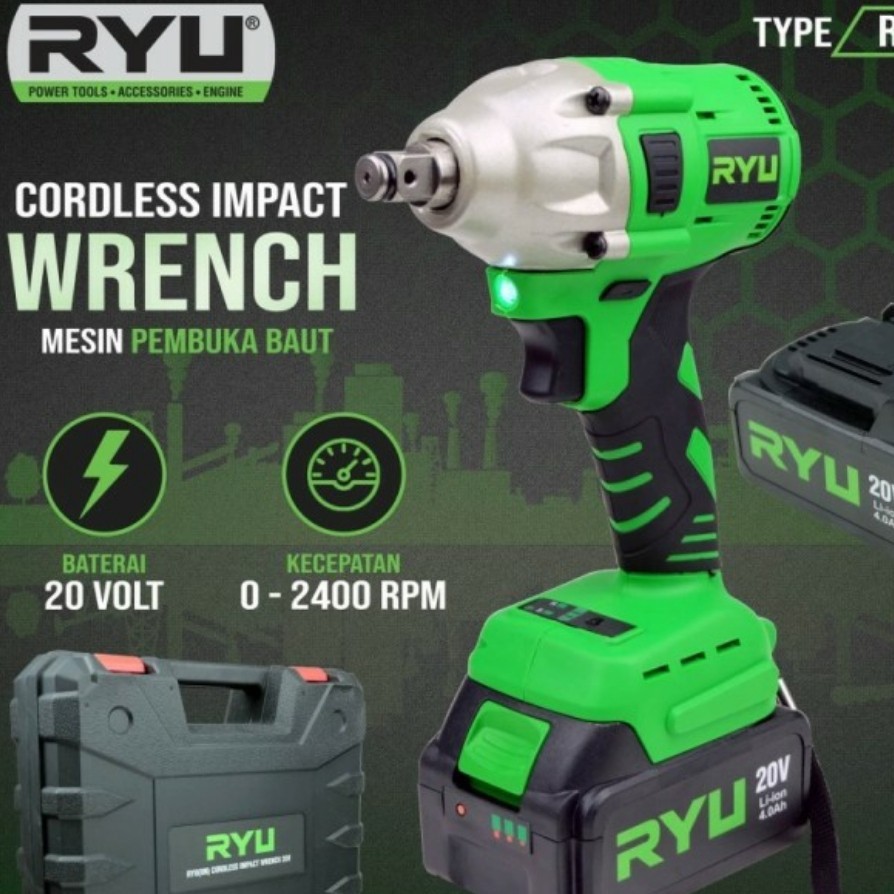 Jual RYU RCW20V Mesin Pembuka Baut Cordless Impact Wrench Brushless RCW ...
