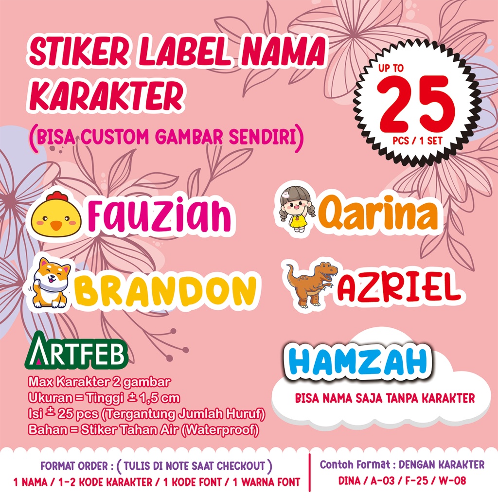 Jual Stiker Nama Lucu Waterproof Bisa Custom Gambar Lain Murah (Isi Up ...