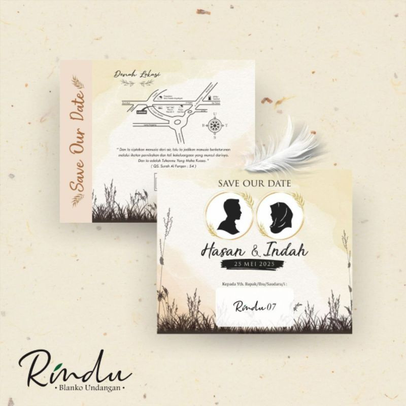 Jual Undangan Pernilahan Rindu 07, Free Plastik OPP dan Label nama ...