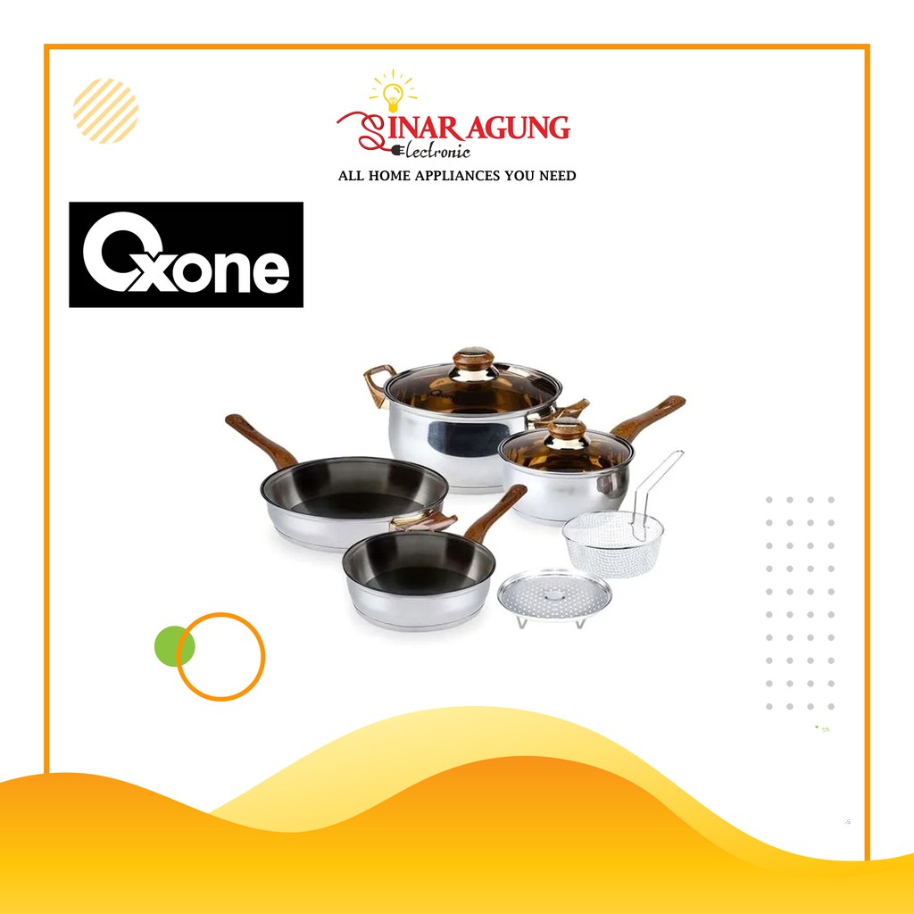 Jual ECO COOKWARE SET / PANCI SET OXONE STAINLESS STEEL OX-911 [6 ...