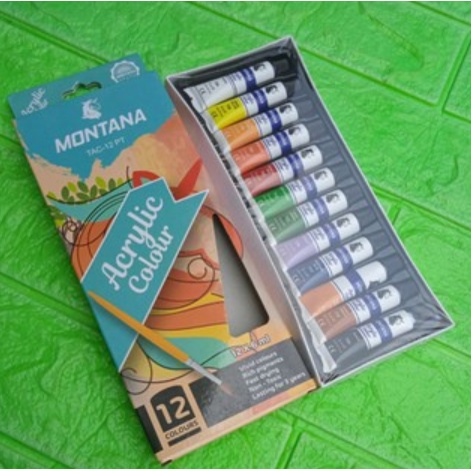 Jual Cat Akrilik / Cat Acrylic Colour 12 Warna / Cat Lukis Kanvas ...