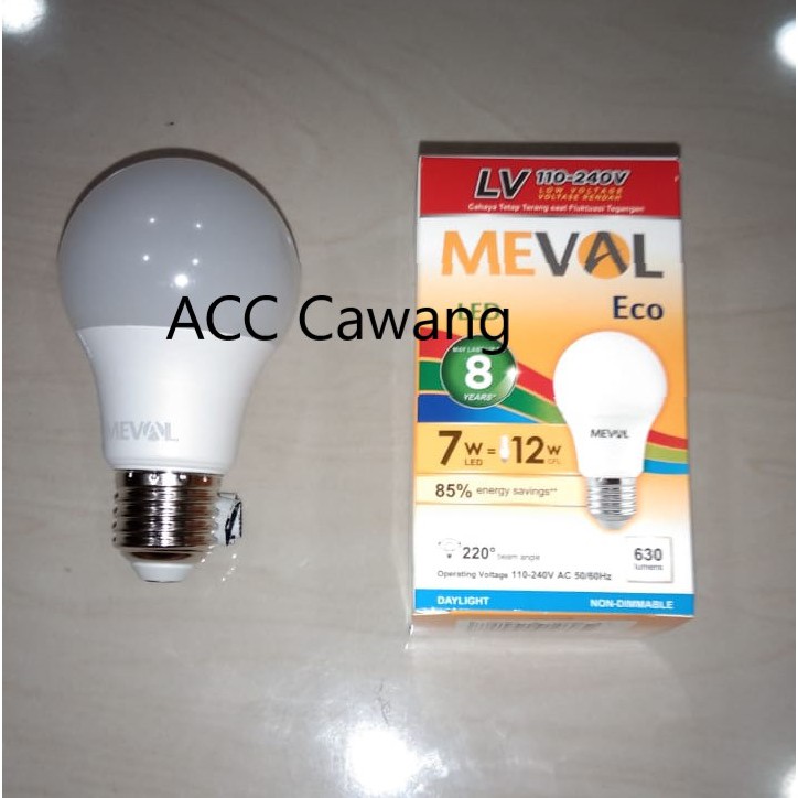 Jual Meval Lampu LED 7W 7 Watt TERBARU 6500K Voltase Rendah ECO Low ...