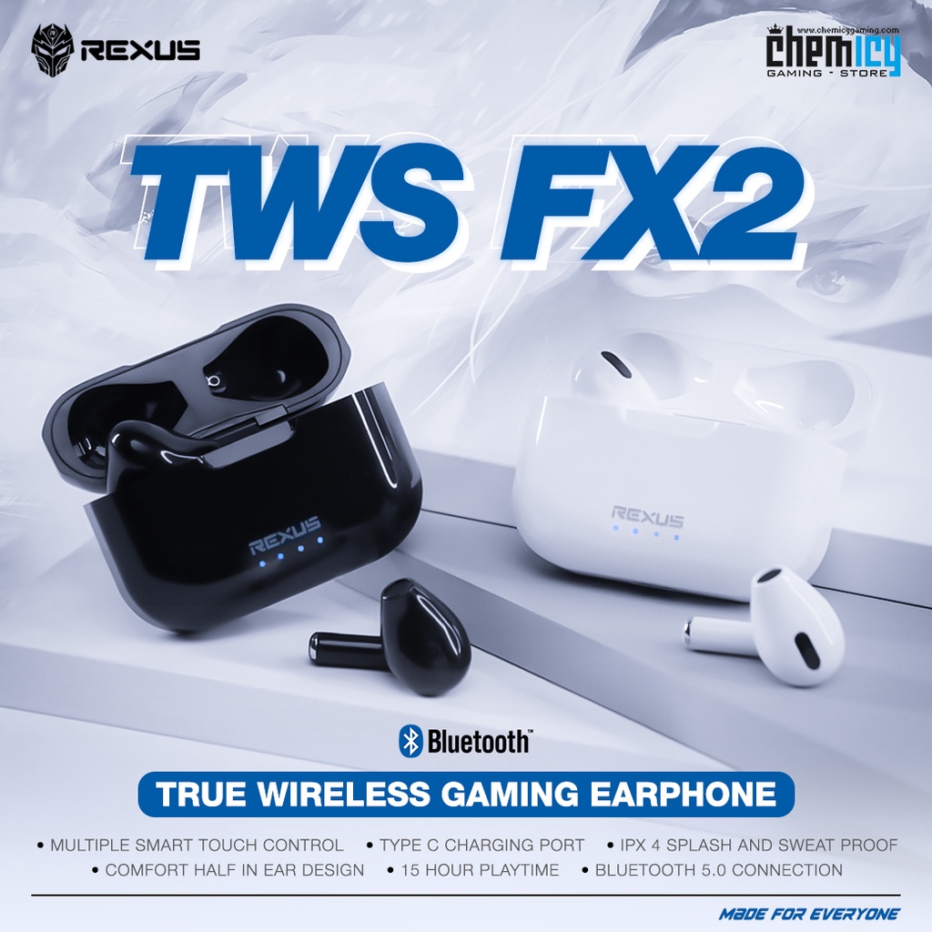 Jual Rexus TWS FX2 True Wireless Bluetooth Gaming Earphone | Shopee ...